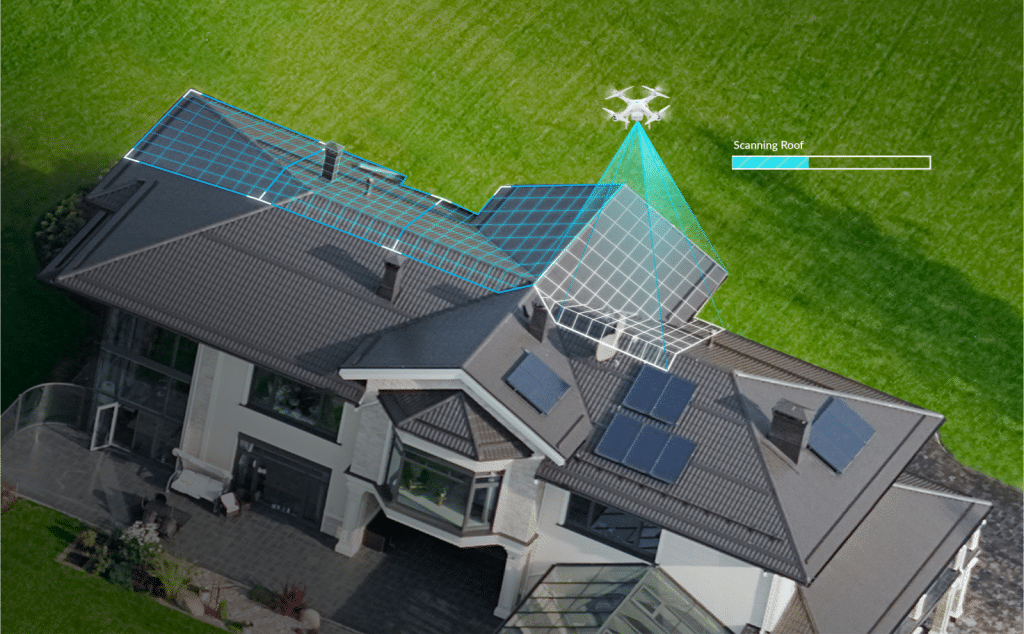 Drone scanning roof | Loveland Innovations